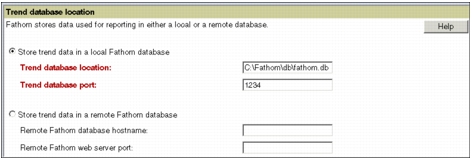 Specifying the location of the FathomTrendDatabase